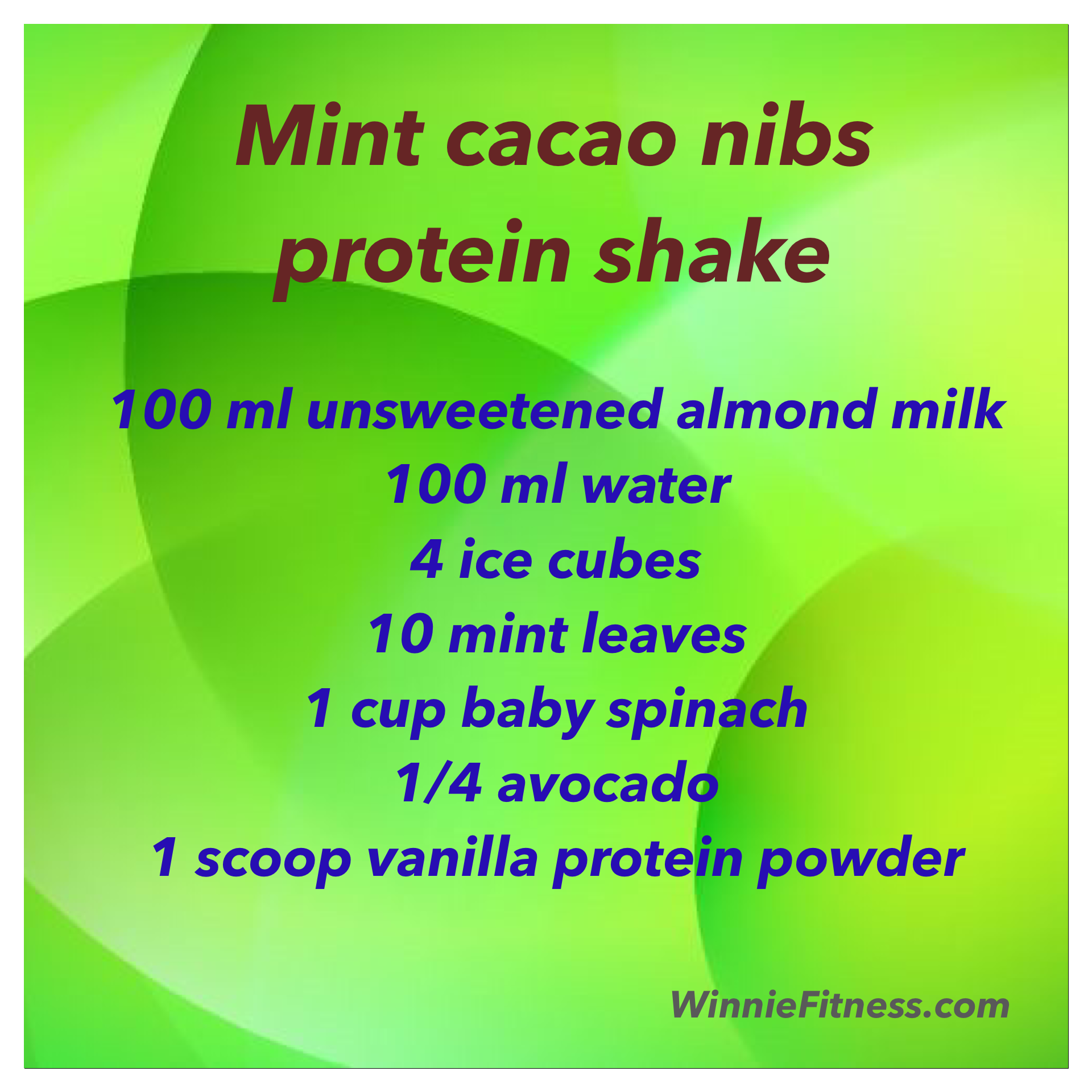 Mint ‘chocolate chip’ smoothie / protein shake – Winnie Fitness